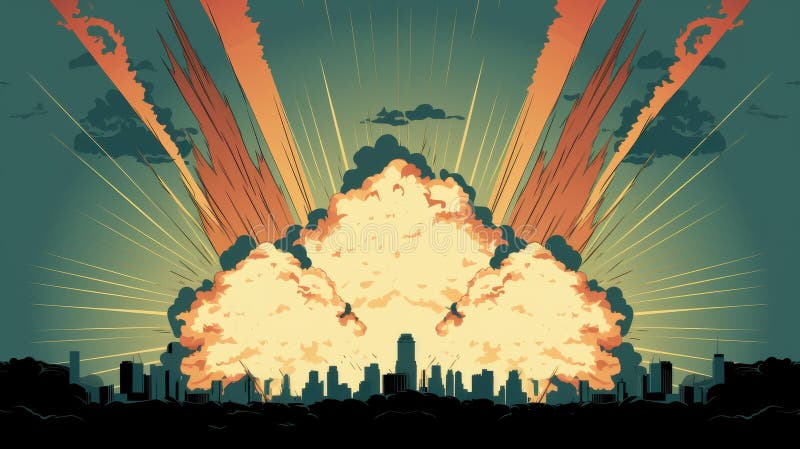 Vibrant Comic Book Art with Exaggerated Clouds and Dynamic Lines in a ...