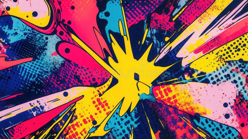 Vibrant Comic Book Backdrop Featuring Dynamic Action Lines and Bold ...