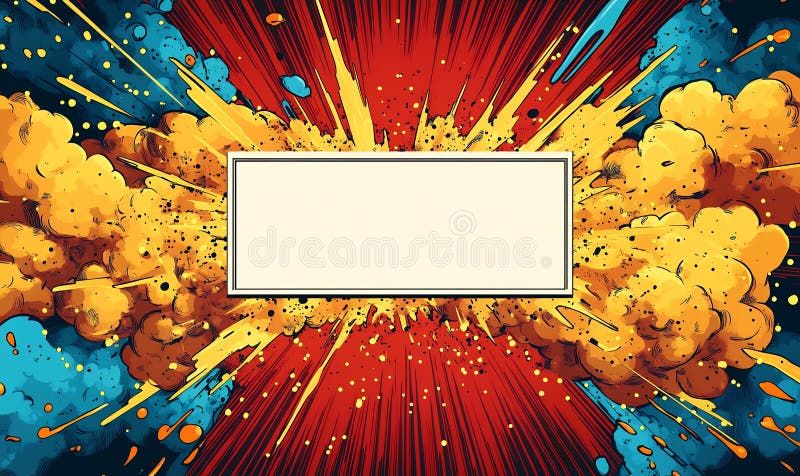 Vibrant Comic Book Explosion Background with Blank Space for Text Stock ...