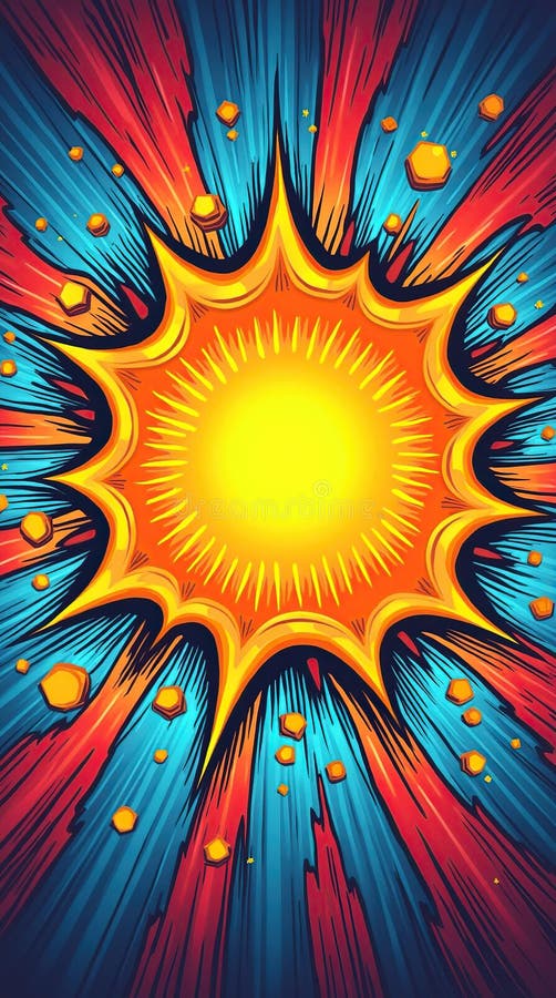 Vibrant Comic Book Explosion with Colorful Abstract Background Stock ...