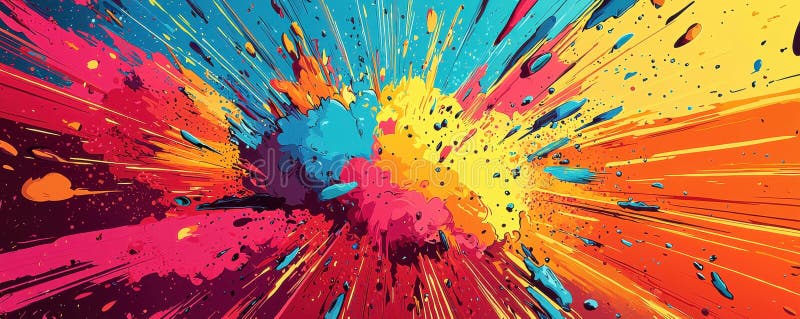 Vibrant Comic Book Explosion with Colorful Splatter and Dynamic Energy ...