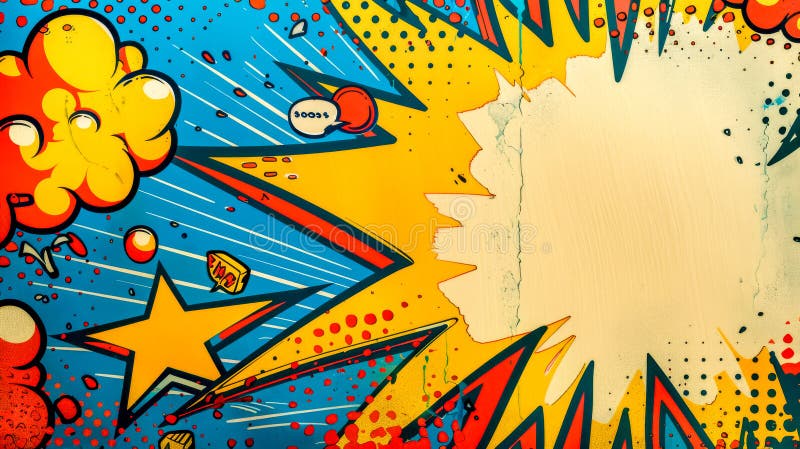 Explosive Comic Pop Art Background with Copy Space Stock Photo - Image ...