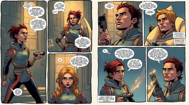 Dynamic Comic Book Layout with Intense Character Interaction Stock ...