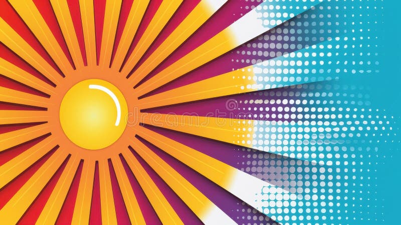 Vibrant Comic Book Page with Halftone Rays and Dotted Radial Effects ...