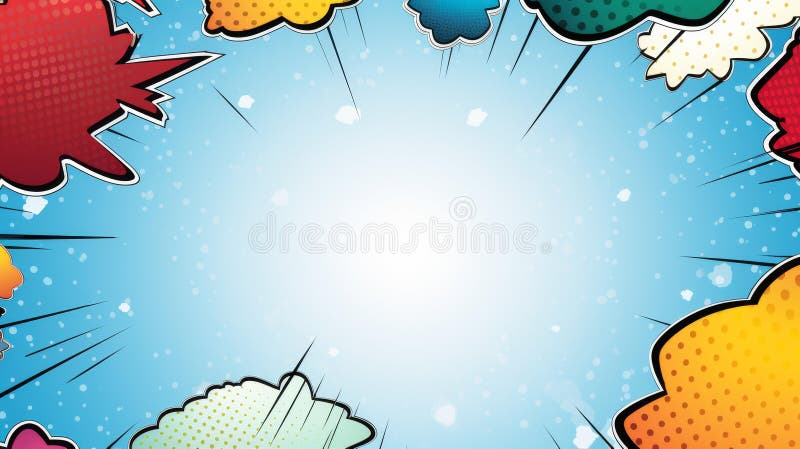 Vibrant Comic Book Speech Bubbles on Colorful Background for Creative ...