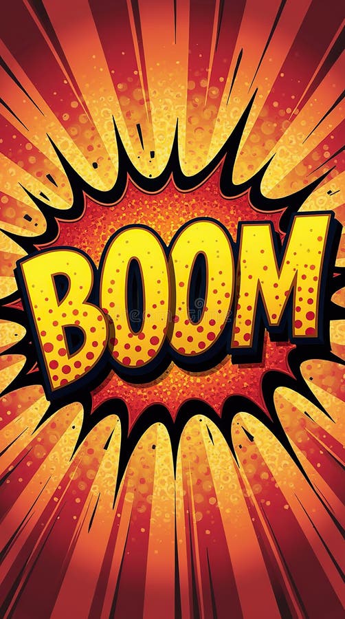 Vibrant Comic Book Style Boom Text on Burst Background Stock ...