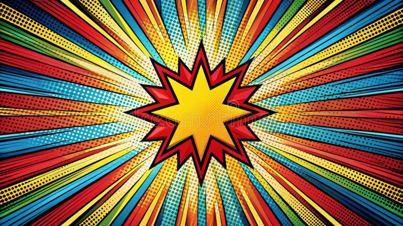 Vibrant Comic Book Style Burst Background with Star Shape Center ...