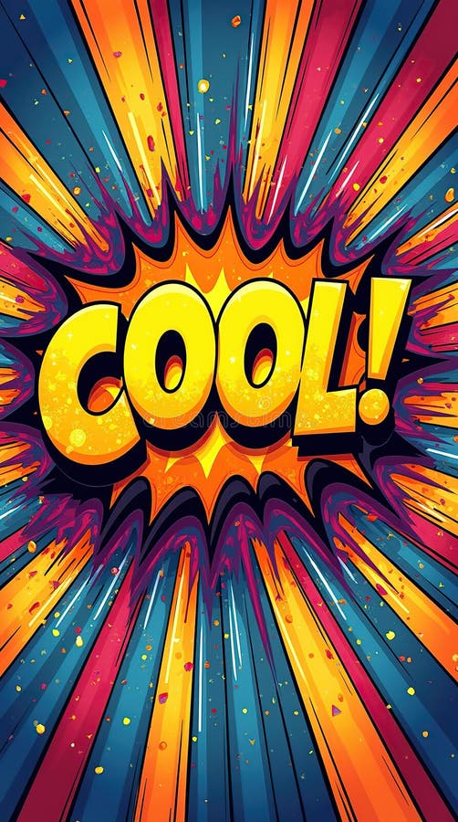 Vibrant Comic Book Style Explosion with Cool Text Design Stock ...