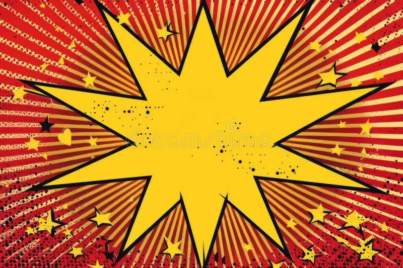 Vibrant Comic Book Style Explosion with Yellow Starbursts and Red ...