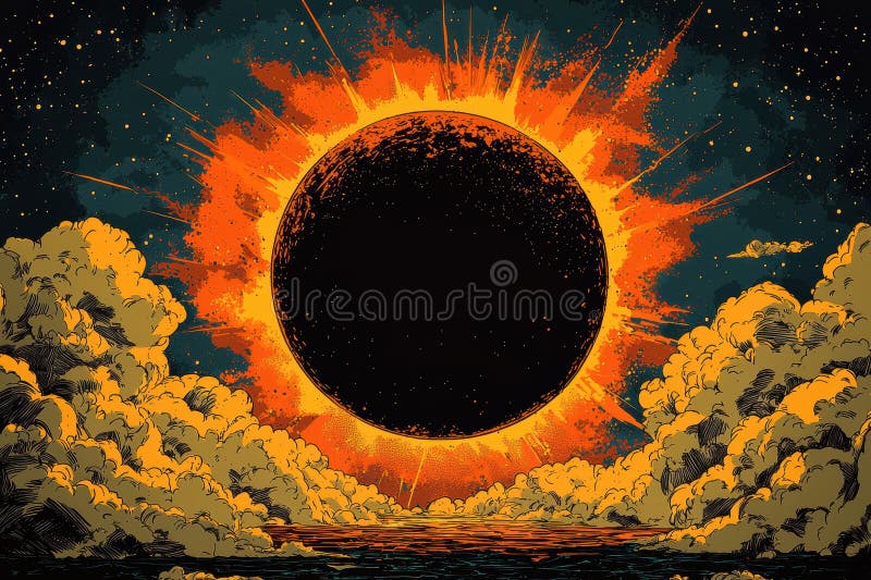 Dramatic Comic Book-style Sun with Fiery Explosion Effect Stock Image ...
