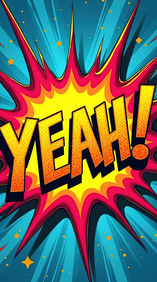 Dynamic Pop Art Explosion Background with Bold Yeah Text Stock ...