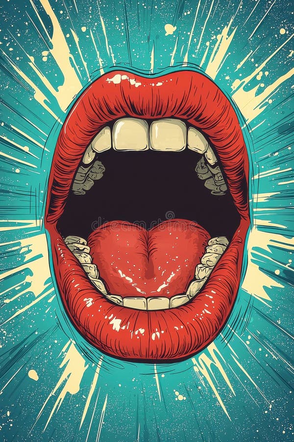 Vibrant Comic Book Style Illustration of an Open Red Mouth Stock Photo ...