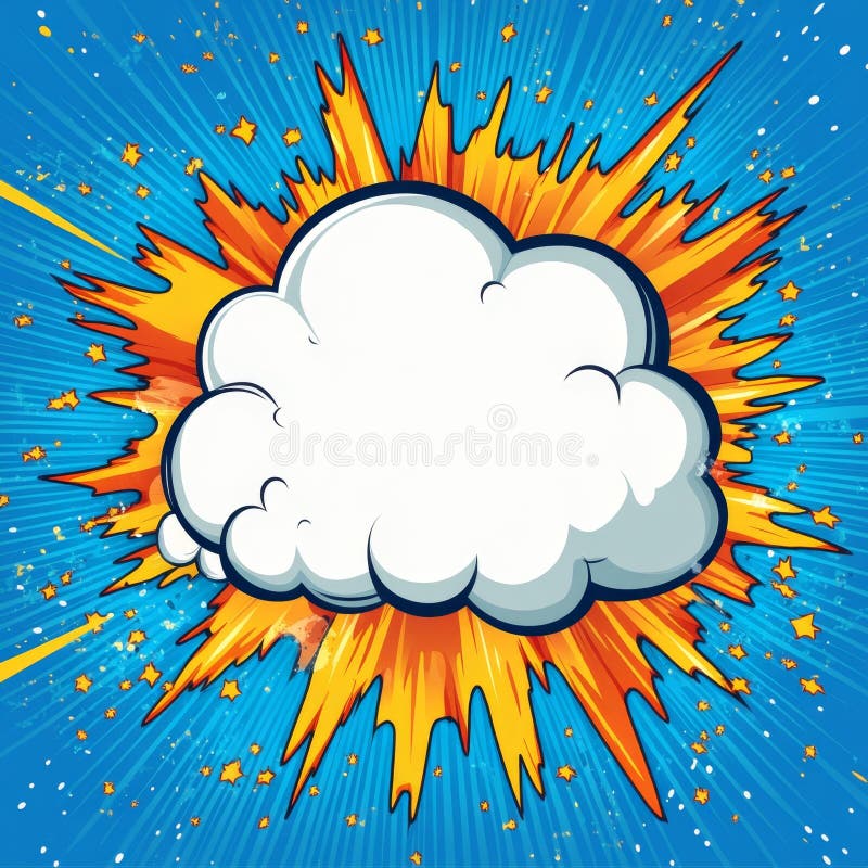 Vibrant Comic Book Style Speech Bubble with Explosion Effects and ...