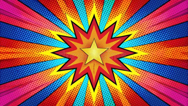 Vibrant Comic Book Style Starburst Background with Bold Colors and ...
