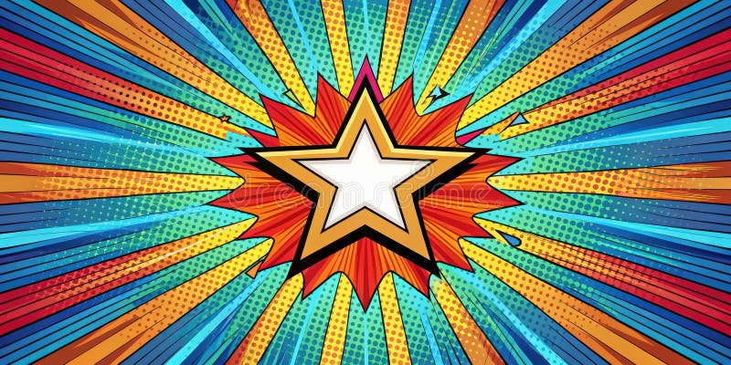 Vibrant Comic Book Style Starburst Background with Central White Star ...