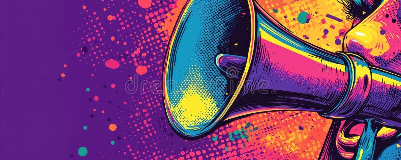 Vibrant Comic Book Style Trumpet Illustration in Pop Art Design Stock ...