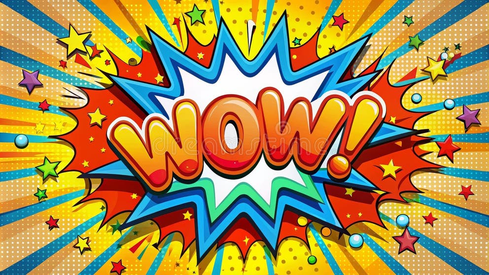Vibrant Comic Book Style Wow Explosion with Stars and Rays. Generative ...