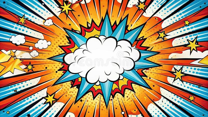 Vibrant Comic Pop Art Explosion with Colorful Starburst Design Stock ...