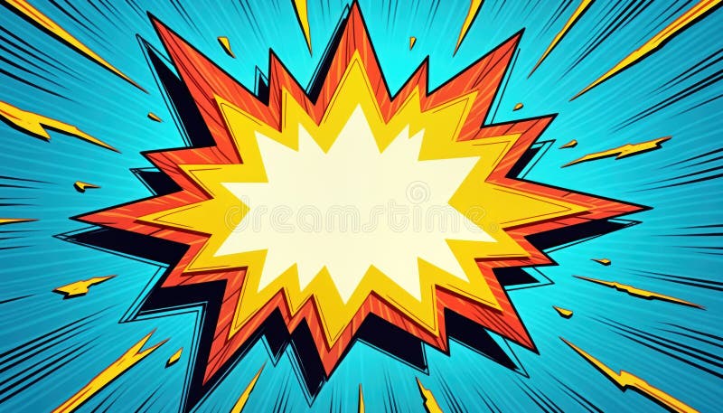Vibrant Comic Style Backdrop Shows Striking Thunder Flash Element ...