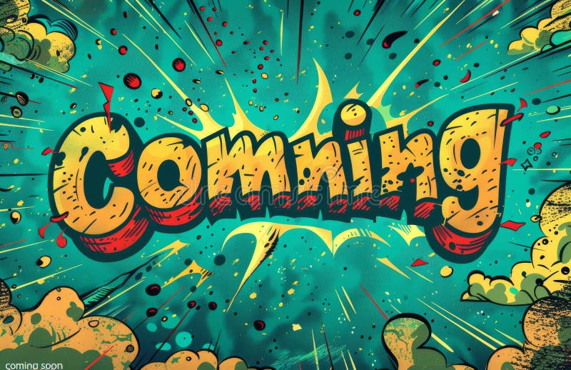 Vibrant Comic-style Coming Soon Text with Explosive Effects Stock Image ...