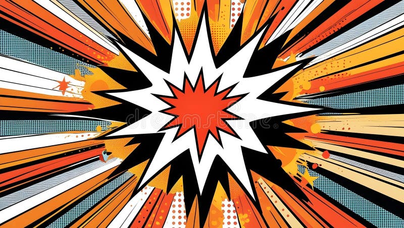 A Vibrant Comic-style Explosion Background with a Bold White Burst in ...