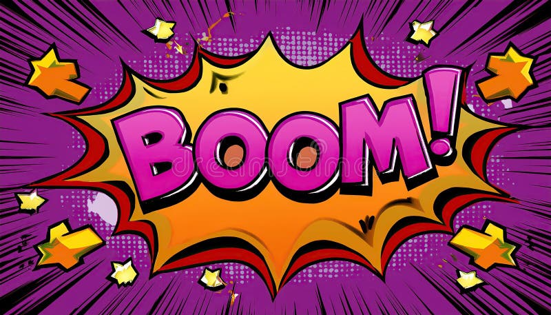 Vibrant Comic Style Explosion with Colorful Boom Text Pop Art Stock ...