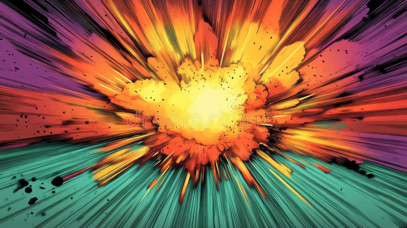 Vibrant Comic-style Explosion with Dynamic Colors, Impact and Energy ...