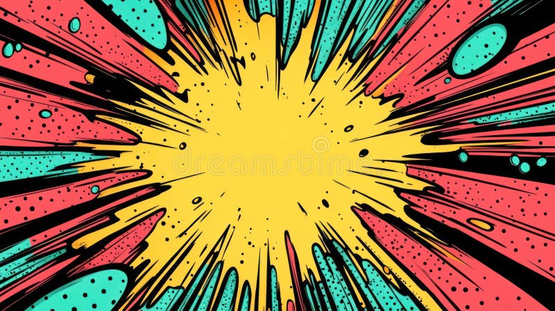 A Vibrant Comic-style Explosion Graphic with Bold Colors and Dynamic ...