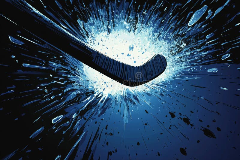A Vibrant Comic-style Hockey Image Featuring a Fast-moving Puck and ...