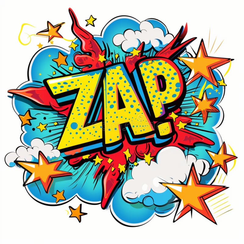 Colorful ZAP! Text with Starburst and Cloud Background Stock Vector ...