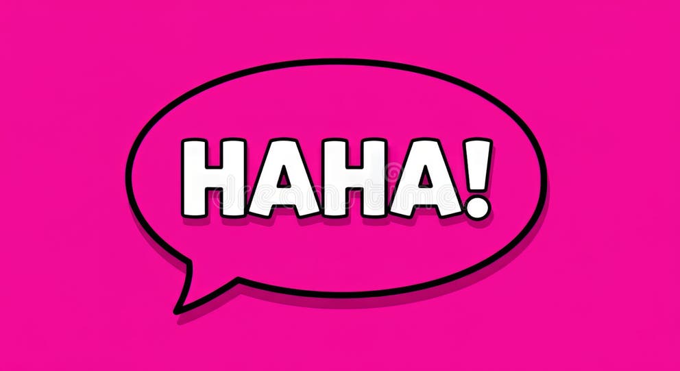 Vibrant Comic Style Laugh Bubble on Bright Pink Background with Haha ...