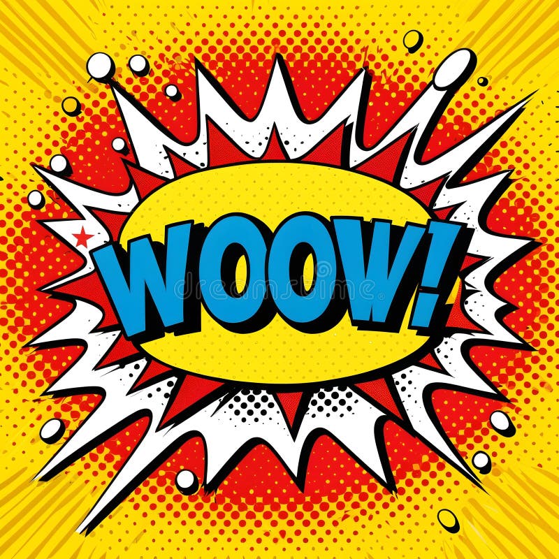 Comic Style Pop Art Explosion with Woow! Text - Colorful Retro Sound ...