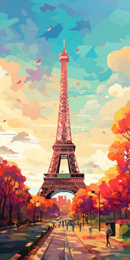 Vibrant Comics Style Illustration of Eiffel Tower in Autumn Stock ... Vibrant Comics Style Illustration of Eiffel Tower in Autumn Stock ...