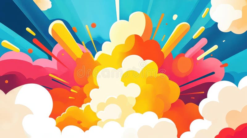 Vibrant Comicstyle Background Featuring Bold Lightning and Explosive ...