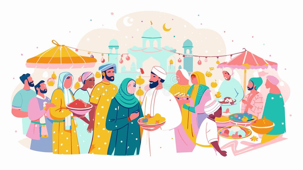 Vibrant Community Feast during Ramadan Celebration Stock Photo ...