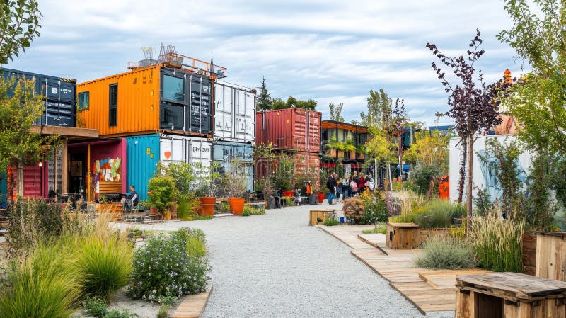 A Vibrant Community Space Featuring Colorful Shipping Container ...
