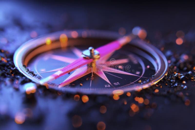 Vibrant Compass a CloseUp Exploration of Direction and Discovery Stock ...