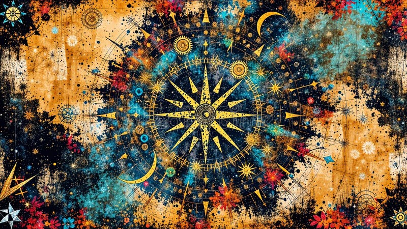 Vibrant Compass Rose Design on a VintageInspired Background a Stunning ...