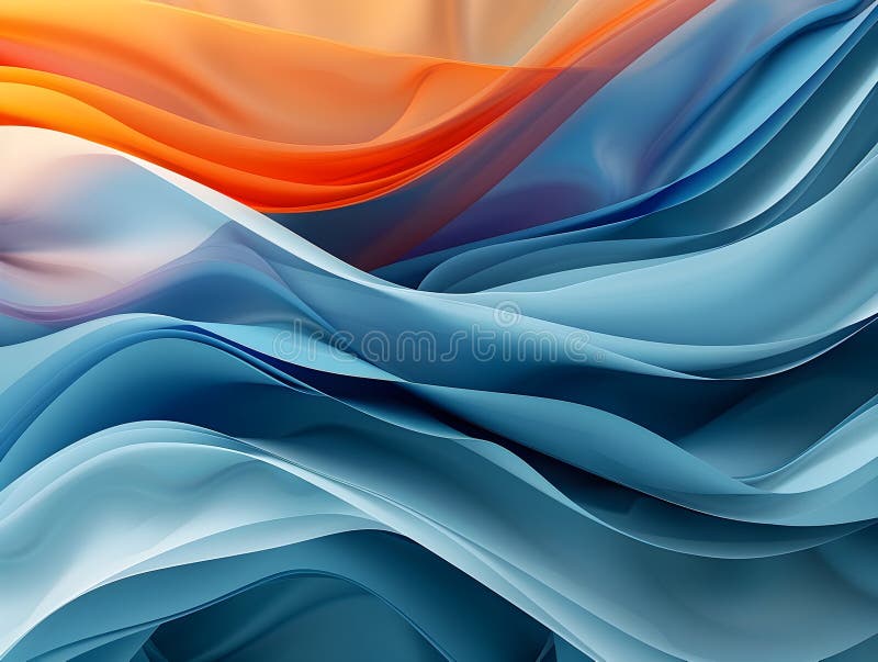 Vibrant Complementary Blue and Orange Abstract Wave Gradient Panoramic ...