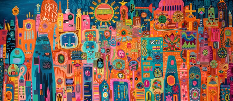 Vibrant, Complex Urban Pattern Illustration Stock Illustration ...