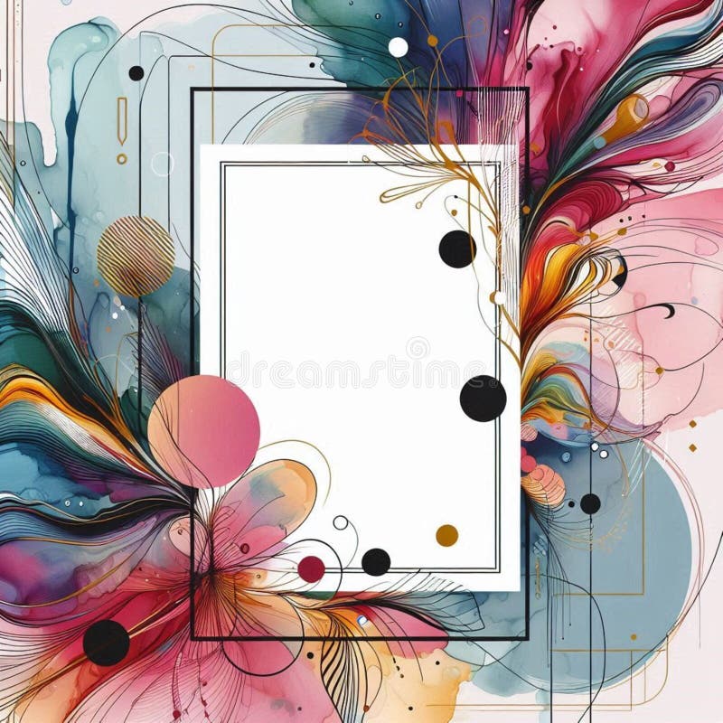 Abstract Artistic Fusion of Colorful Swirls and Geometric Shapes Stock ...
