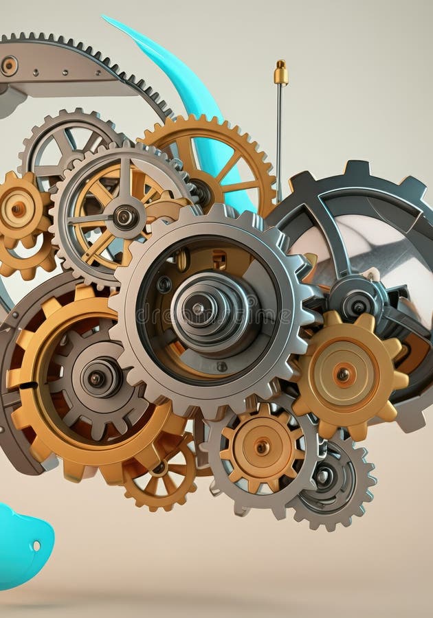 Colorful Gears Cogs Dynamic Arrangement Showcasing Mechanical Design ...