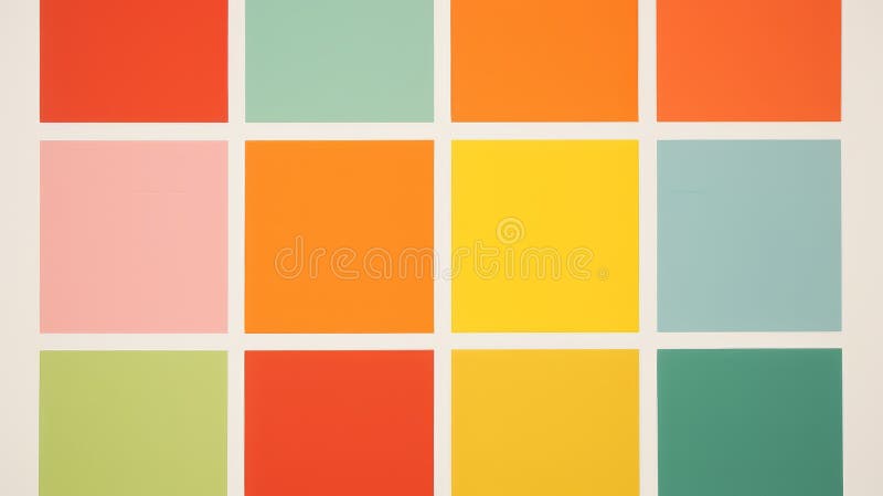 Nostalgic Minimalism: Abstract Painting with Color Squares Stock ...
