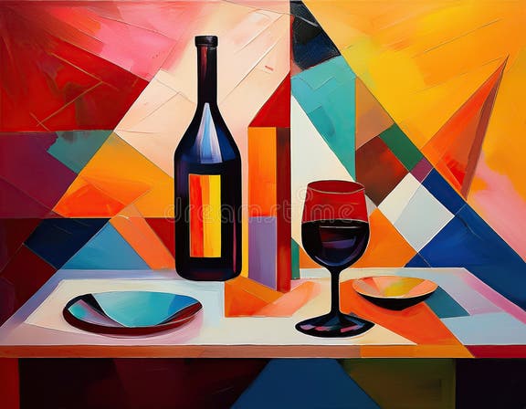 Abstract Dinner Table with Color Blocks Stock Illustration ...