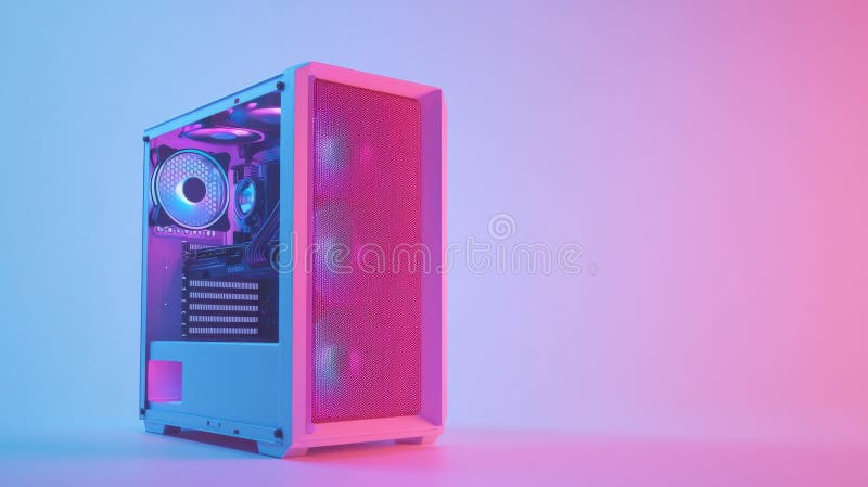 A Vibrant Computer Case Stands Out with Glowing Lights. this Design is ...