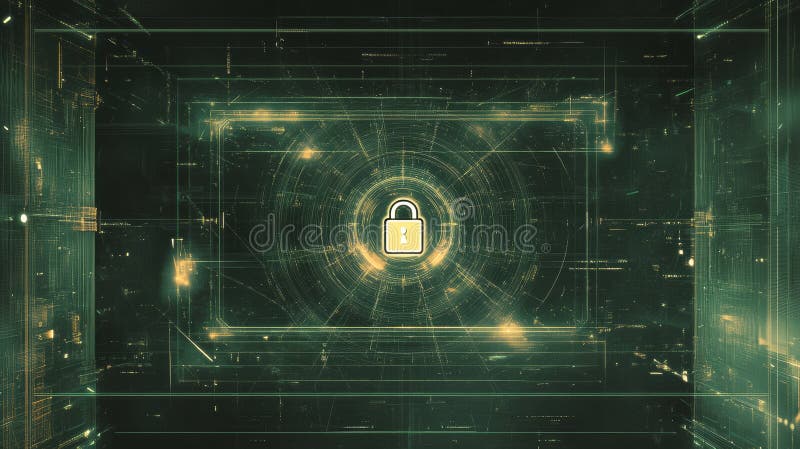 A Vibrant Computer Screen Showcases a Central Lock Icon, Symbolizing ...
