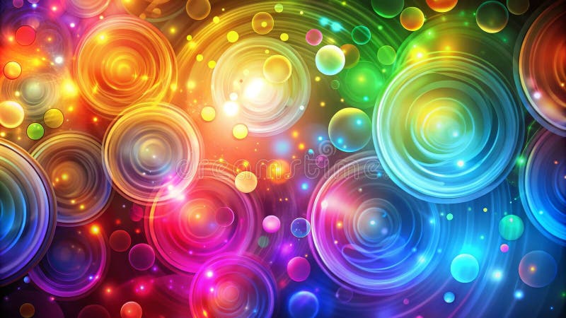 Vibrant Concentric Circles and Glowing Spheres Abstract Background ...