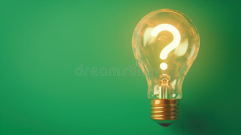 Lightbulb with Glowing Question Mark Stock Illustration - Illustration ...