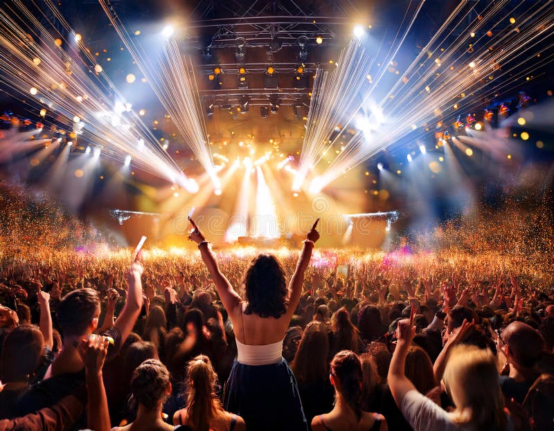 A Vibrant Concert Scene with a Large Crowd, Dynamic Lighting, and a ...