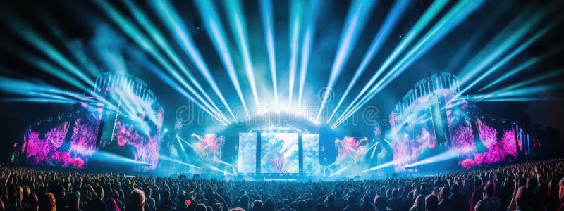 A Vibrant Concert with a Thriving Crowd Under the Open Sky Stock Image ...